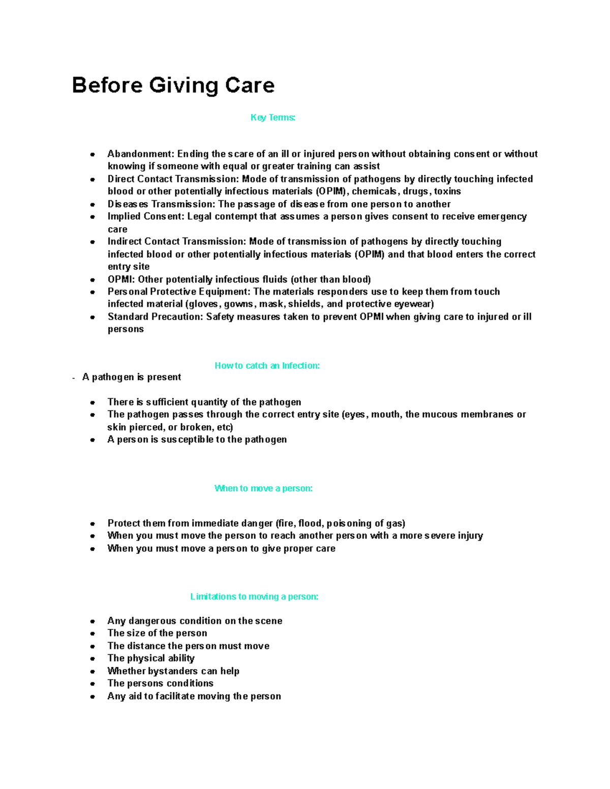 Chapter 3 Before Giving Care - Before Giving Care Key Terms ...