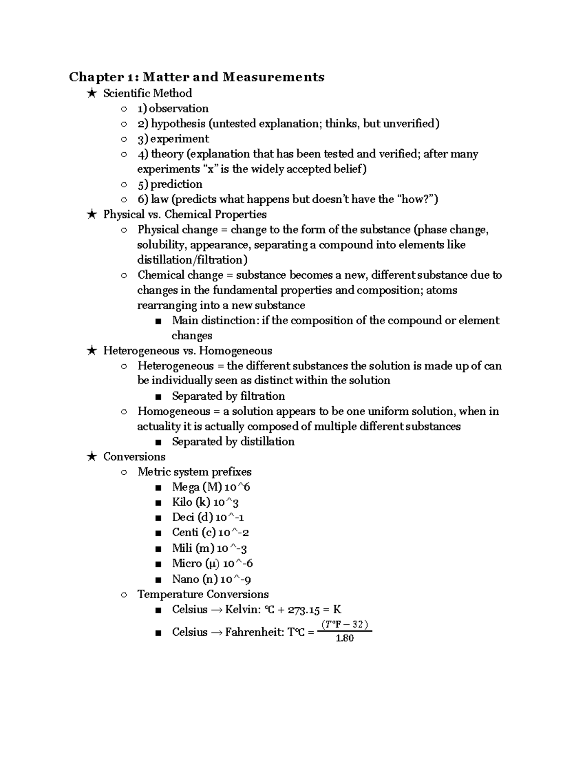 ACS General Chemistry 1 Review, Concepts - Chapter 1: Matter and ...