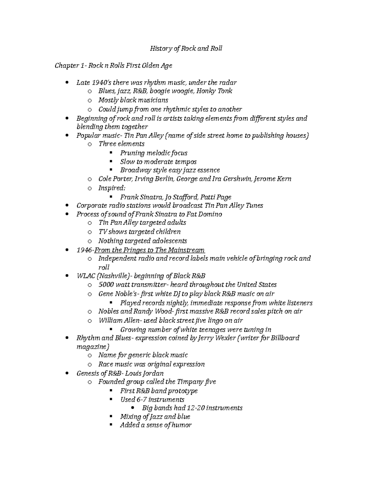 Unit 1 - Chapters 1-3 - History of Rock and Roll Chapter 1- Rock n ...