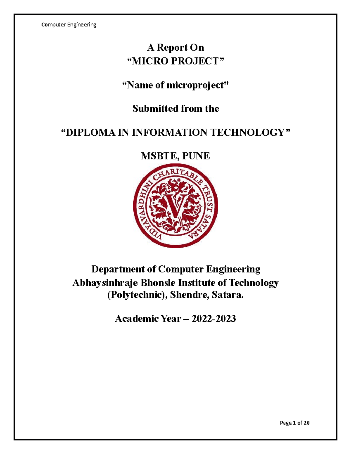 Dtemicro - Dtm Project For diploma - A Report On “MICRO PROJECT” “Name ...