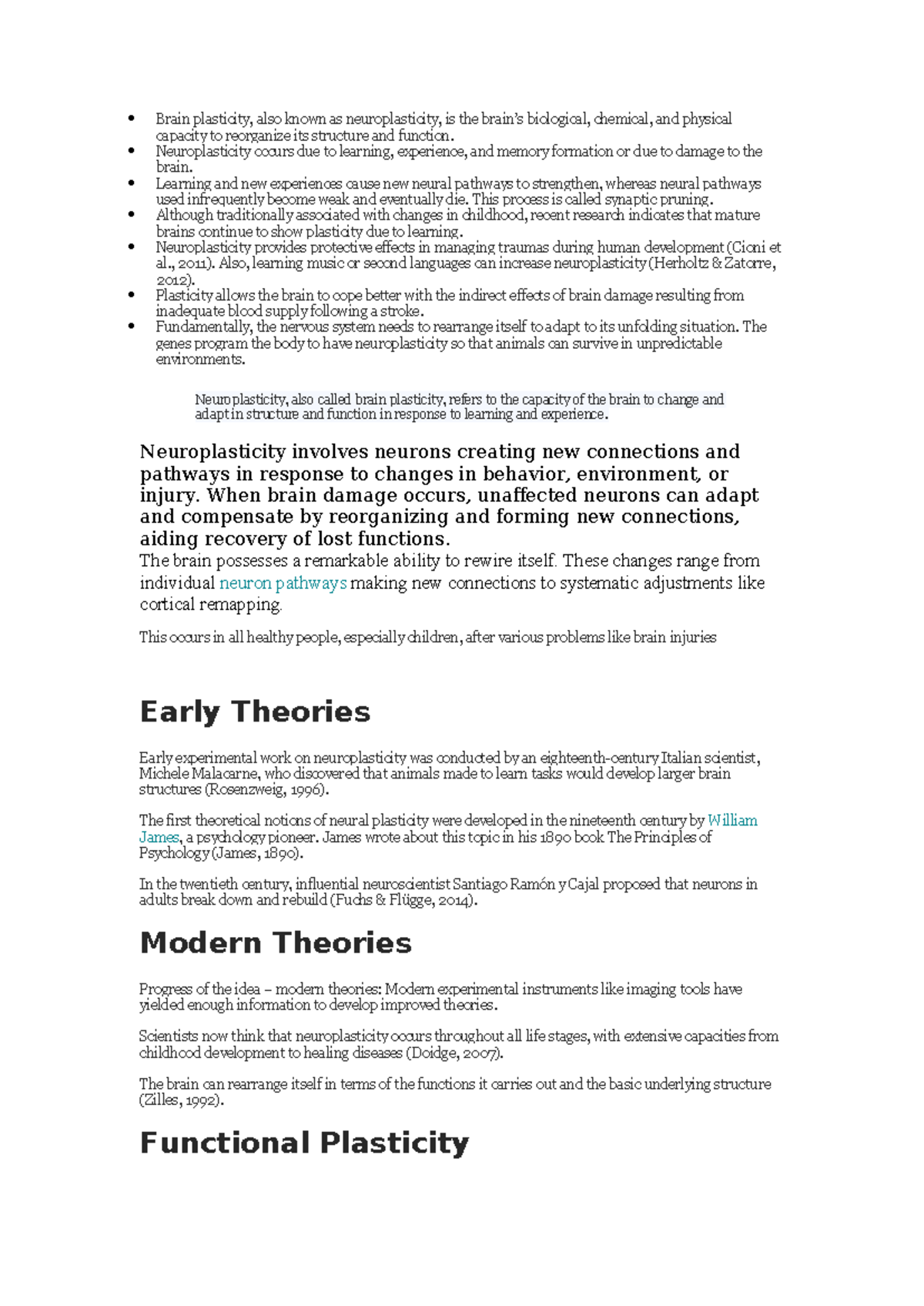 Brain plasticity - Neuroplasticity occurs due to learning, experience ...