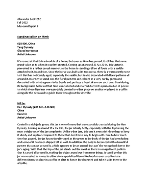 EALC212 MReport II - Alexander Loma Fall 2022 EALC 212 Museum Report II ...