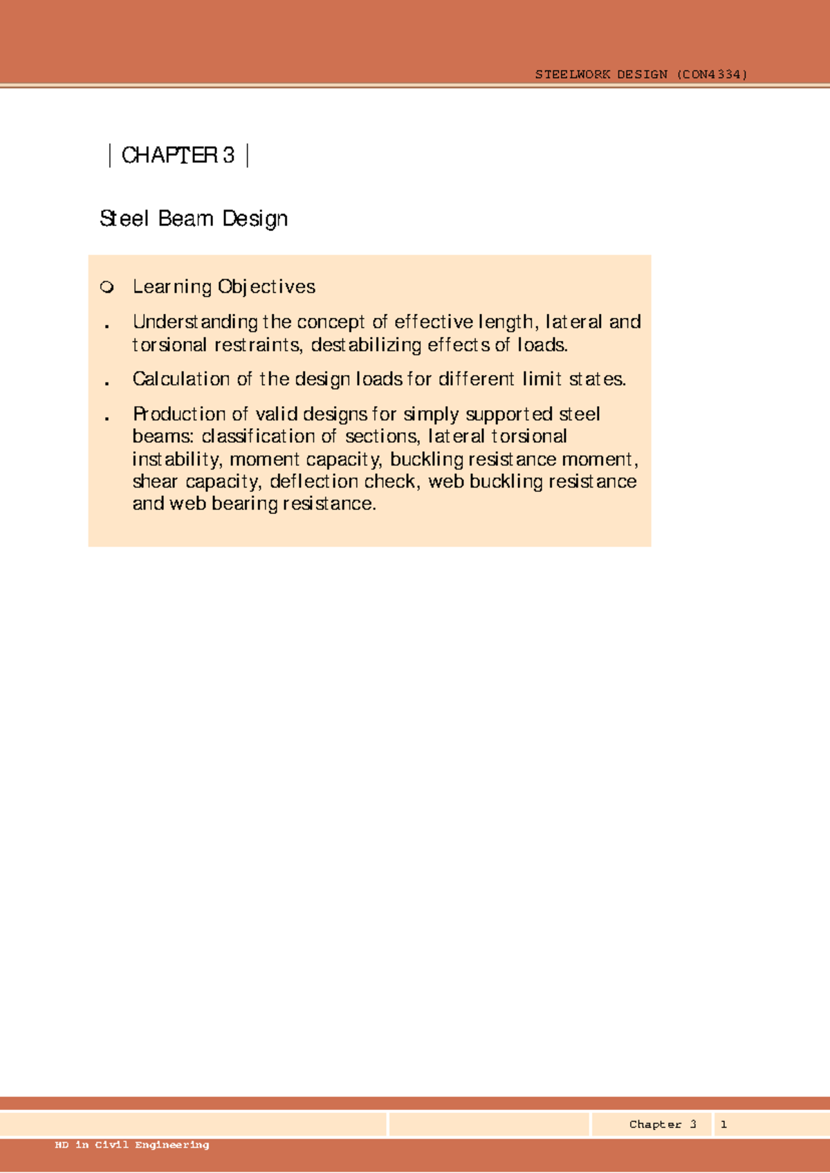 Ch.3 Beam part - Chapter 3 1 │CHAPTER 3│ Steel Beam Design Learning ...