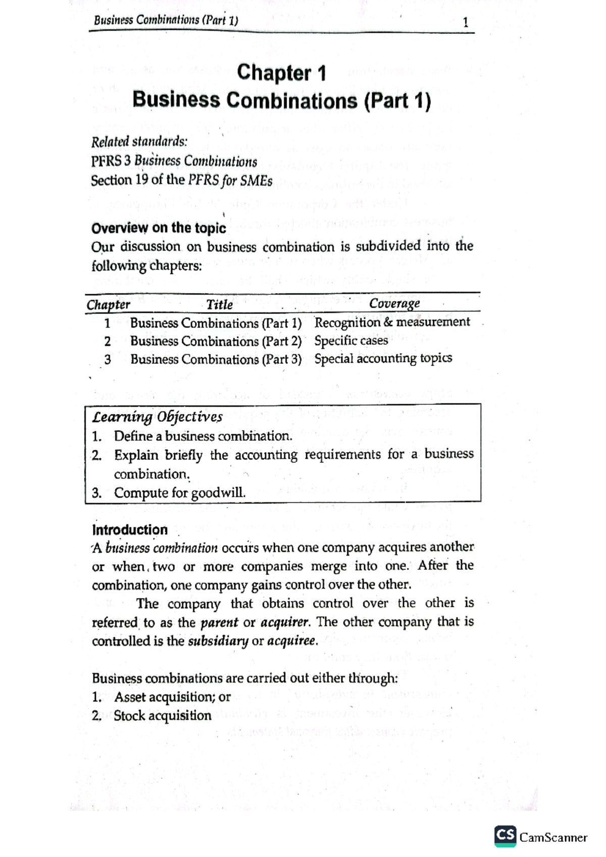 Bus-comb - Business Combination - Chapter 1 - Accounting - Studocu