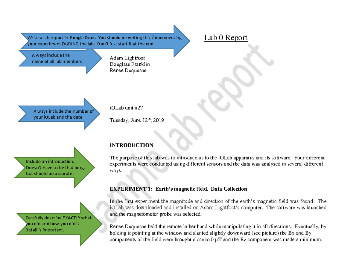 Example Lab 0 Report - Lab 0 Report Adam Lightfoot Douglass Franklin ...