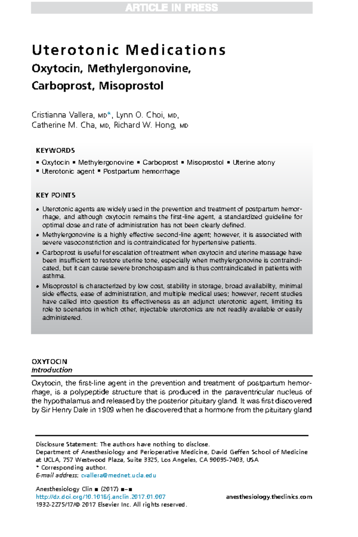 2017 Uterotonic Medications - Oxytocin, Methylergonovine, Carboprost ...