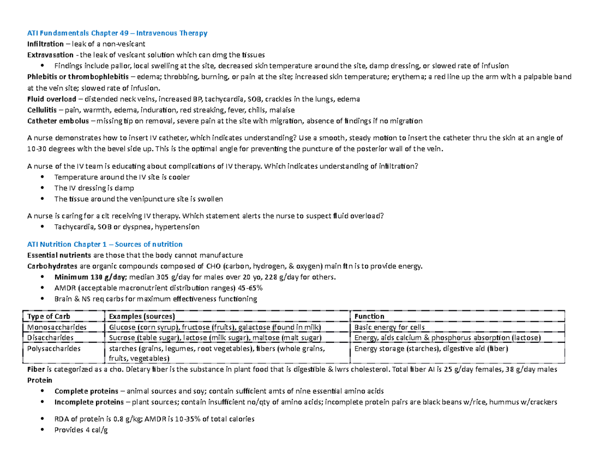 Week 1 - lecture notes - ATI Fundamentals Chapter 49 – Intravenous ...
