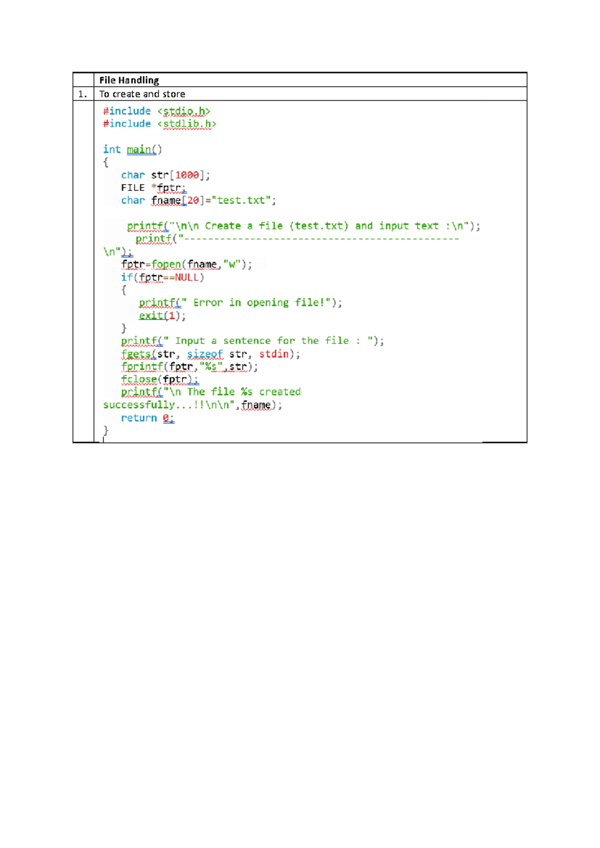 Week 8- SMT- File Handling Samples - File Handling To create and store ...