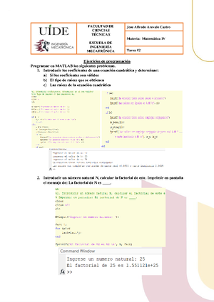 Taller 4 - Práctica realizada en Matlab - FACULTAD DE CIENCIAS TÉCNICAS ...