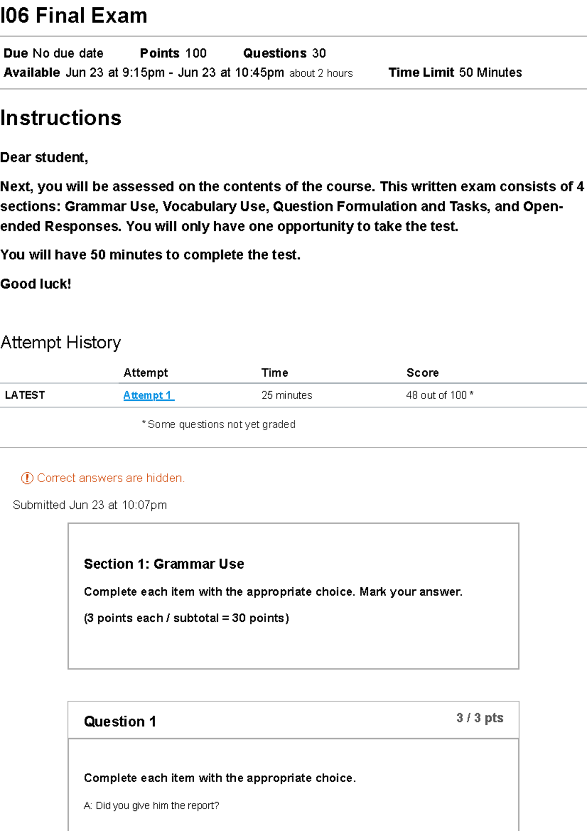 524299020-examenfinal I 6 - * Some questions not yet graded I06 Final ...