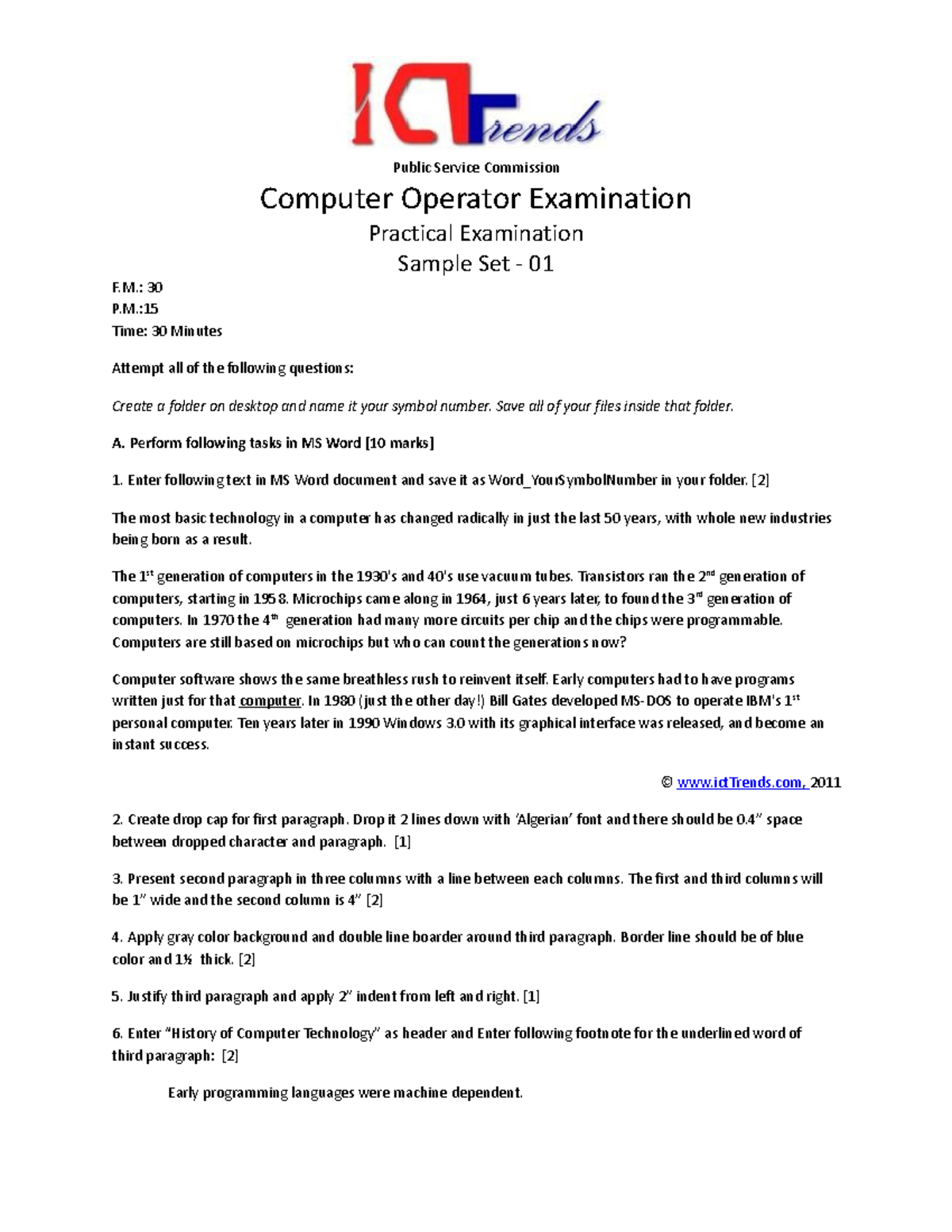 Comp practcals - Public Service Commission Computer Operator ...