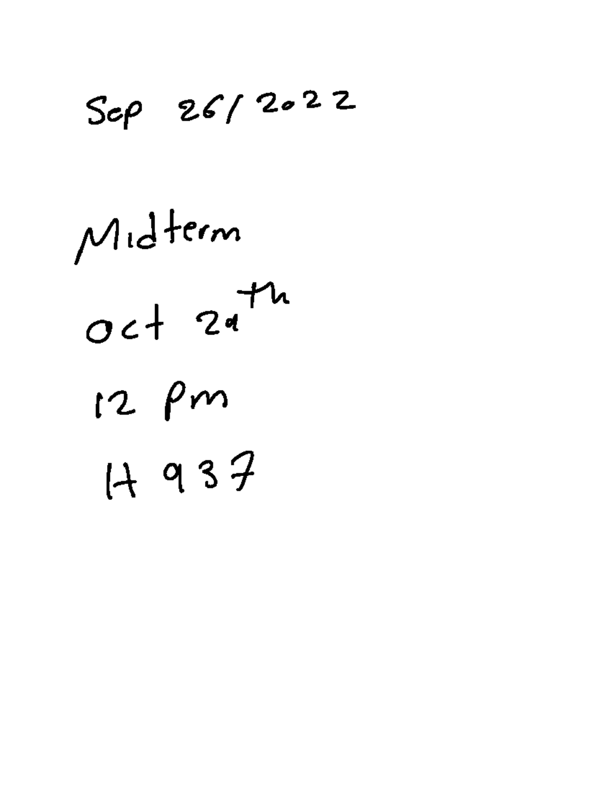 Notes Sep 26-2022 - Lecturers note - Sep 2612022 Midterm th Oct za 12 ...