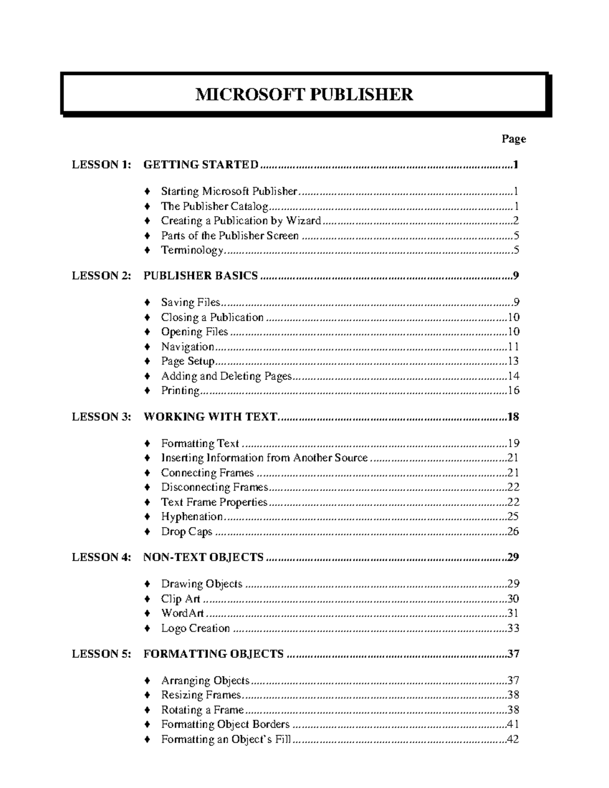 Publisher - MICROSOFT PUBLISHER This workbook may be reproduced in ...