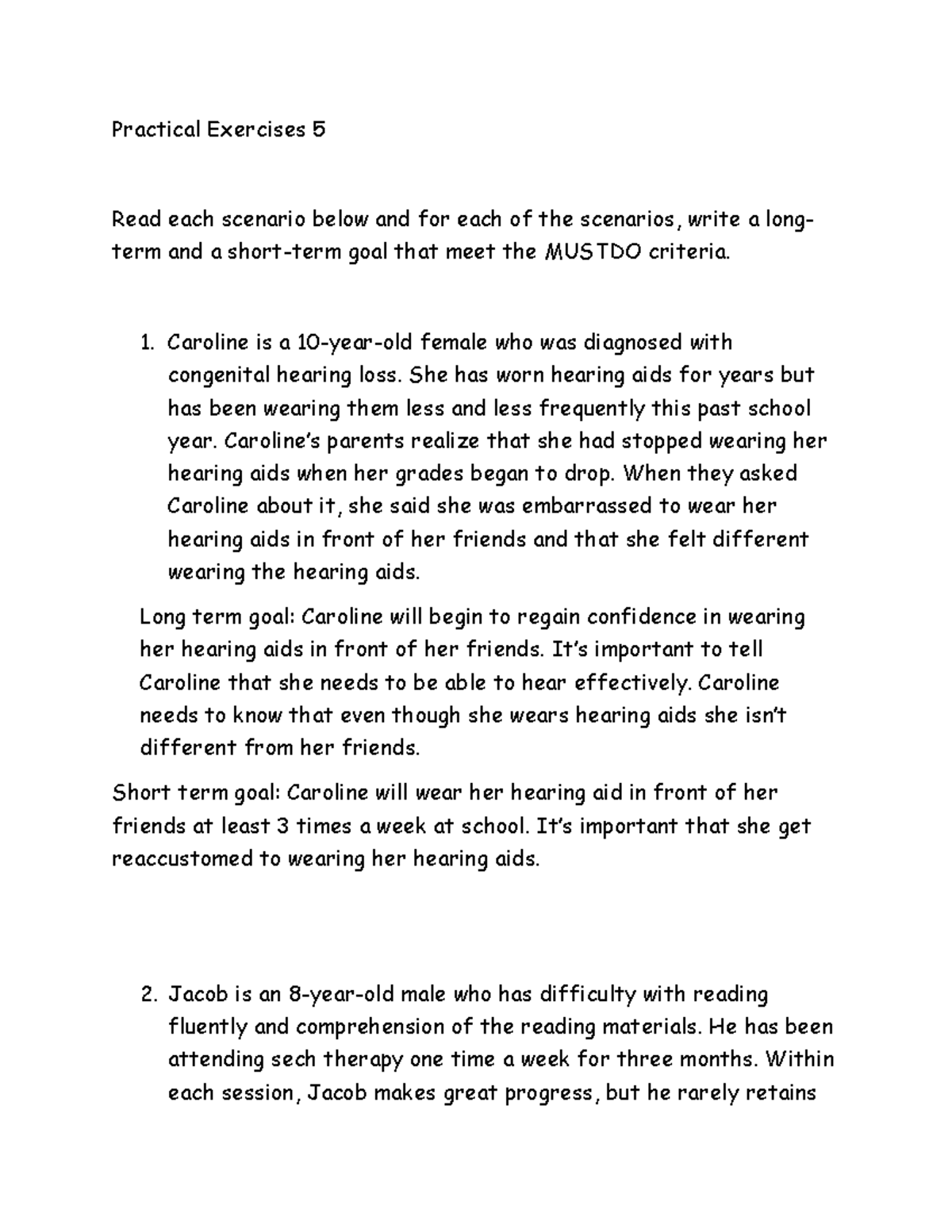 Practical Exercises 5 copy - Practical Exercises 5 Read each scenario ...