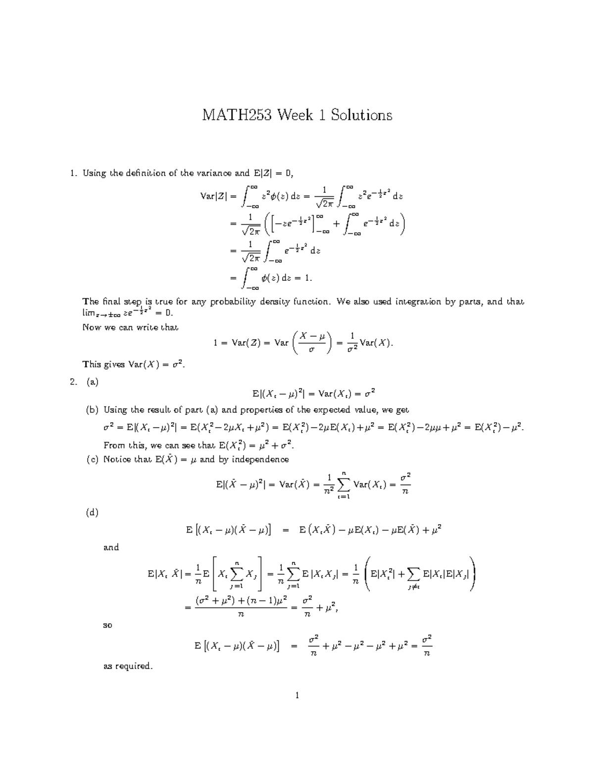Solutions 1 - wu huw uh uw uwh uw h uwhwu hw hw uwh. u ,I love you , - MATH253 Week 1 Solutions ...