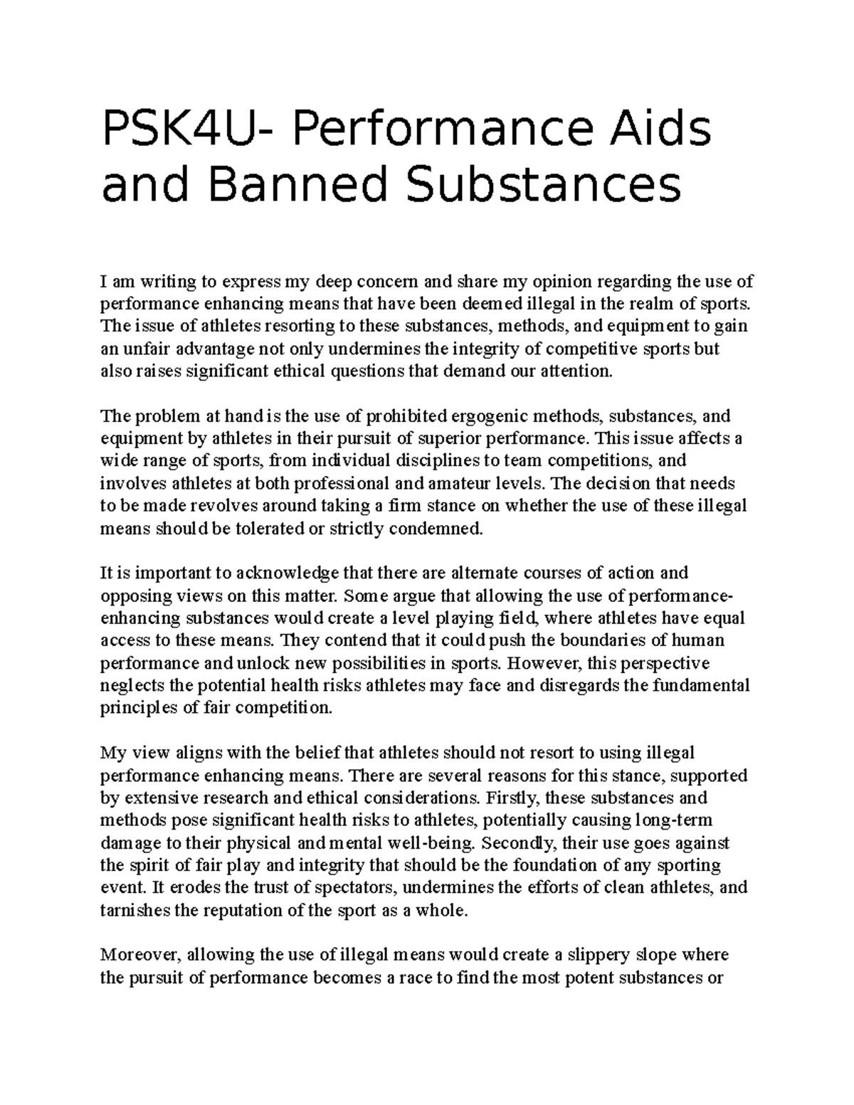 PSK4U- Performance Aids and Banned Substances - PSK4U- Performance Aids ...