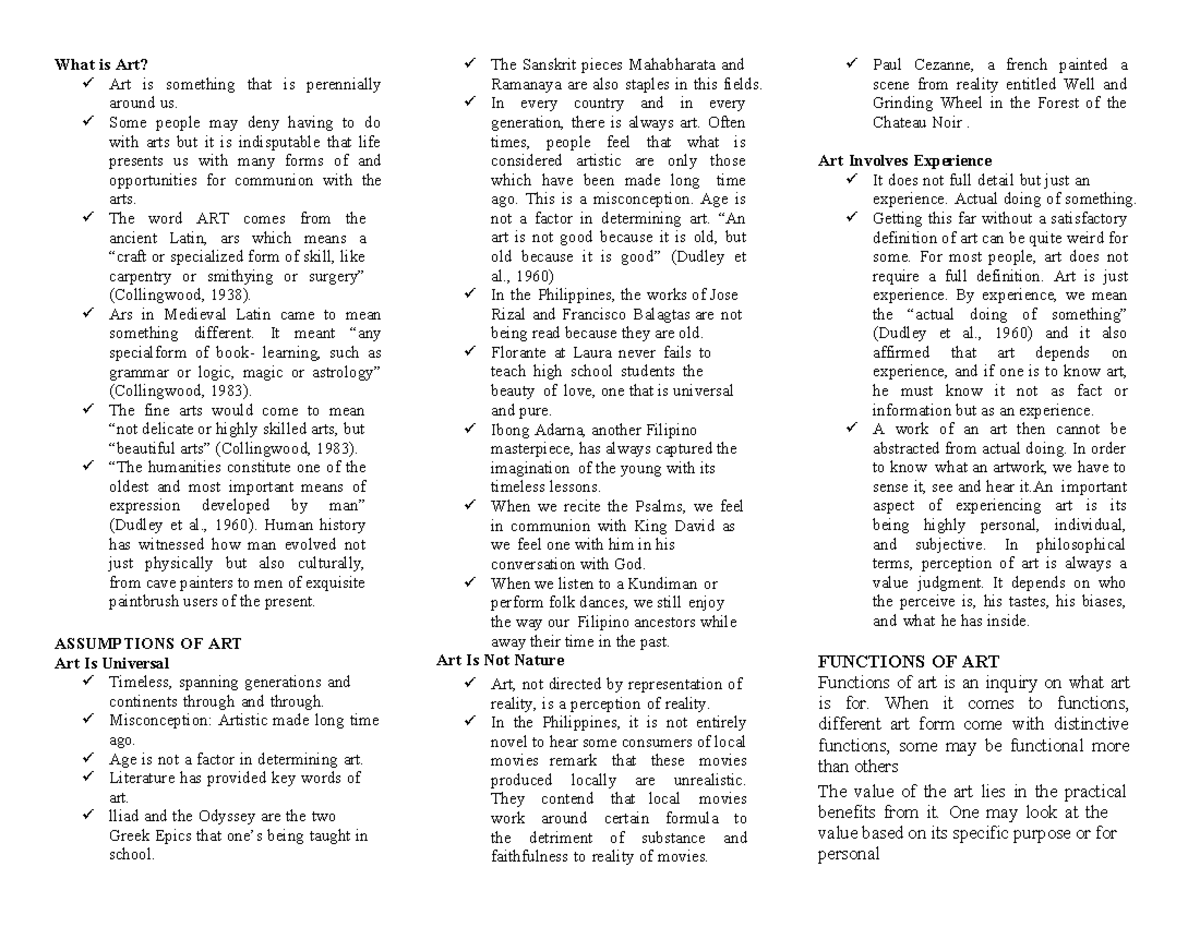 Art Prelim - art - What is Art? Art is something that is perennially ...