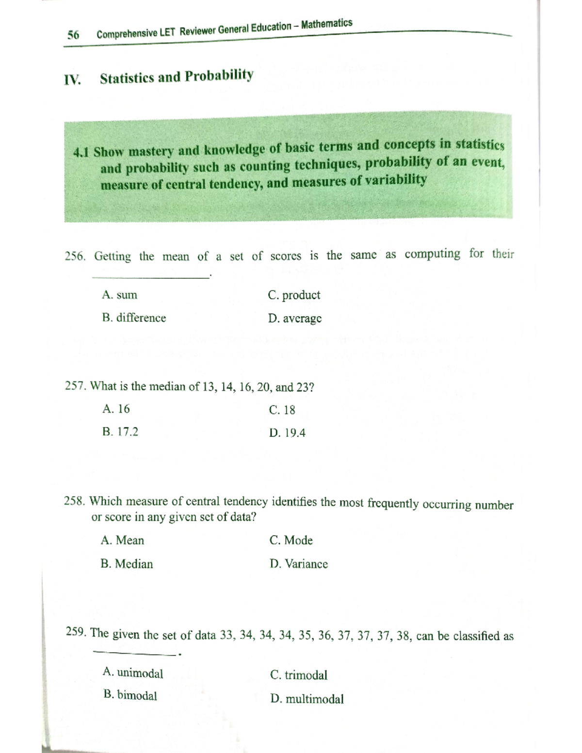 Gen Ed Math Statistics and Probability - BSEd-Mathematics - Studocu