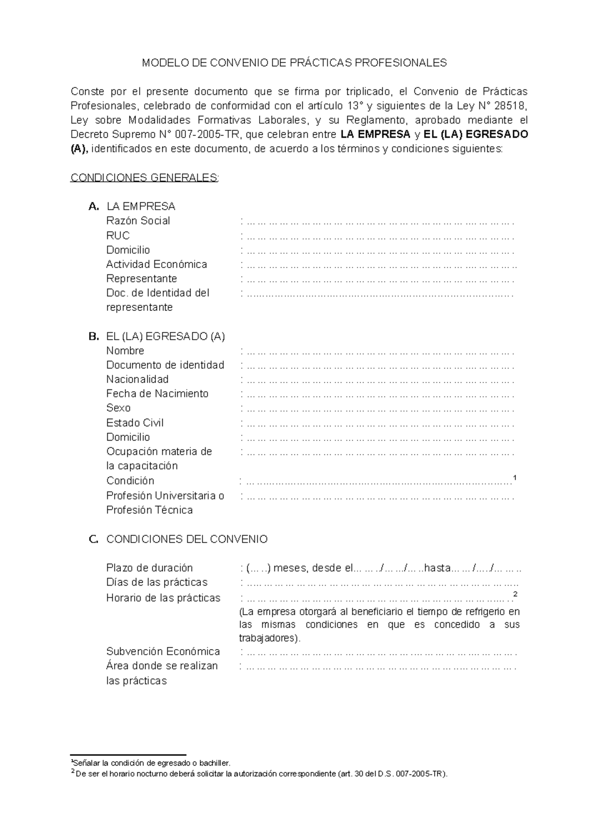 Modelo Convenio Practica Profesionales - MODELO DE CONVENIO DE ...