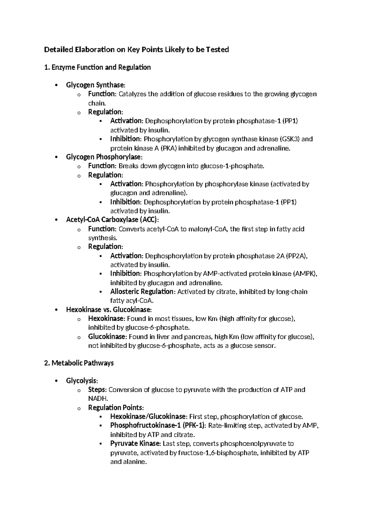 Final Revision - Summary Biochemistry and Molecular Biology - Detailed ...