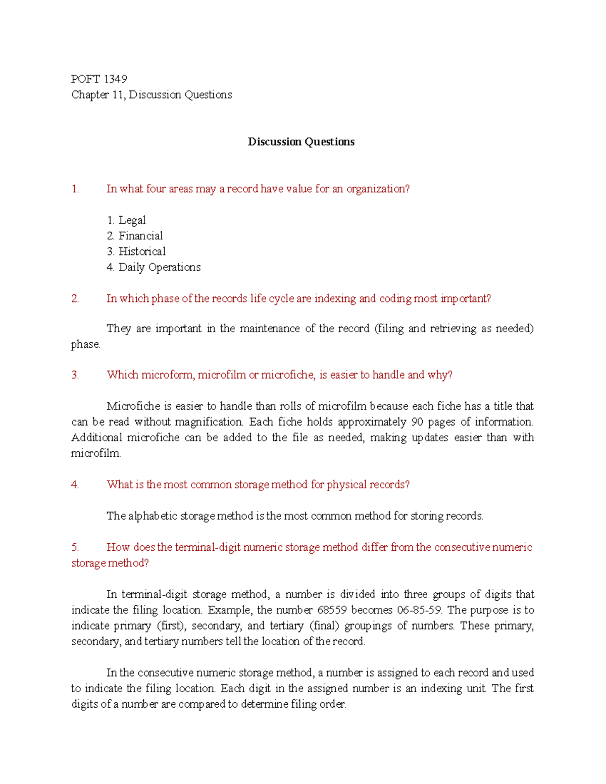 Chapter 11 - Discussion Questions - POFT 1349 Chapter 11, Discussion ...