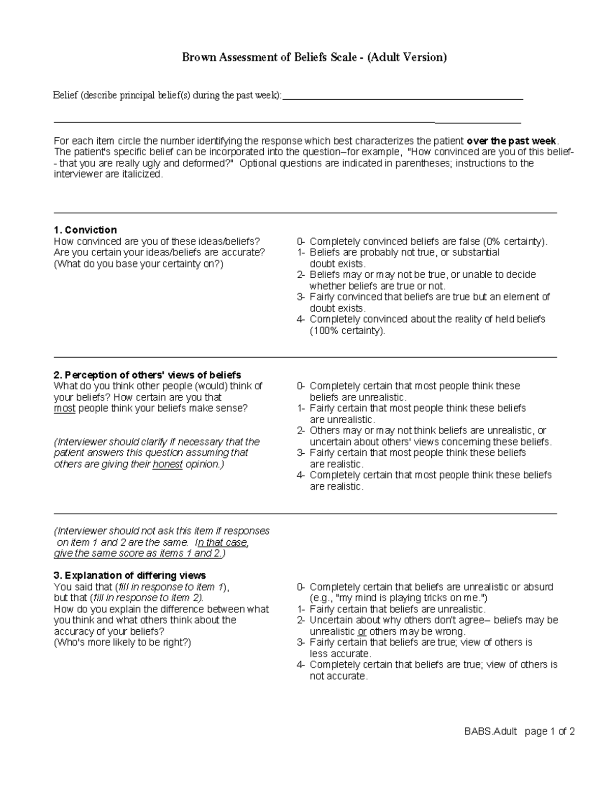 BABS-adult - Psychological Test - Brown Assessment of Beliefs Scale ...