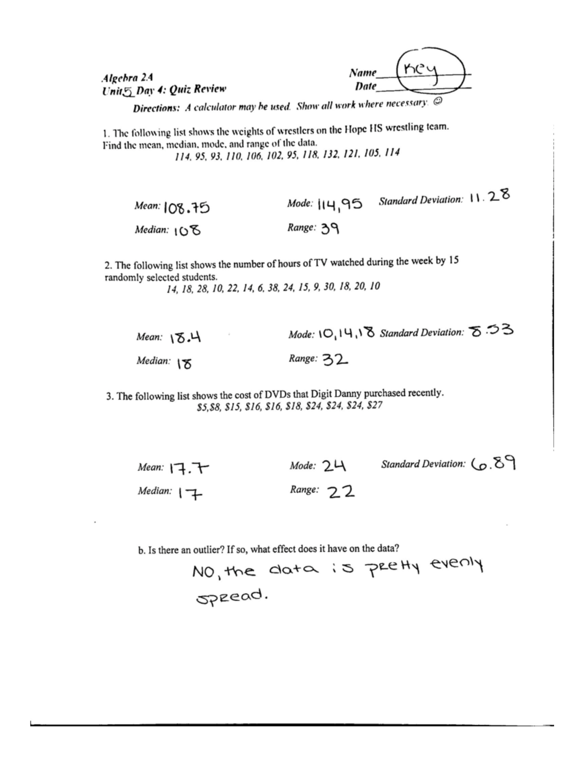 Day4 Quiz Review Key - math - Studocu