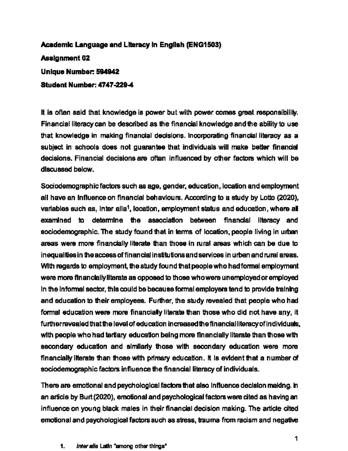 ENG1503 ASS02 - eSSAY FRO ASSIGNMENT 02 - Academic Language and ...