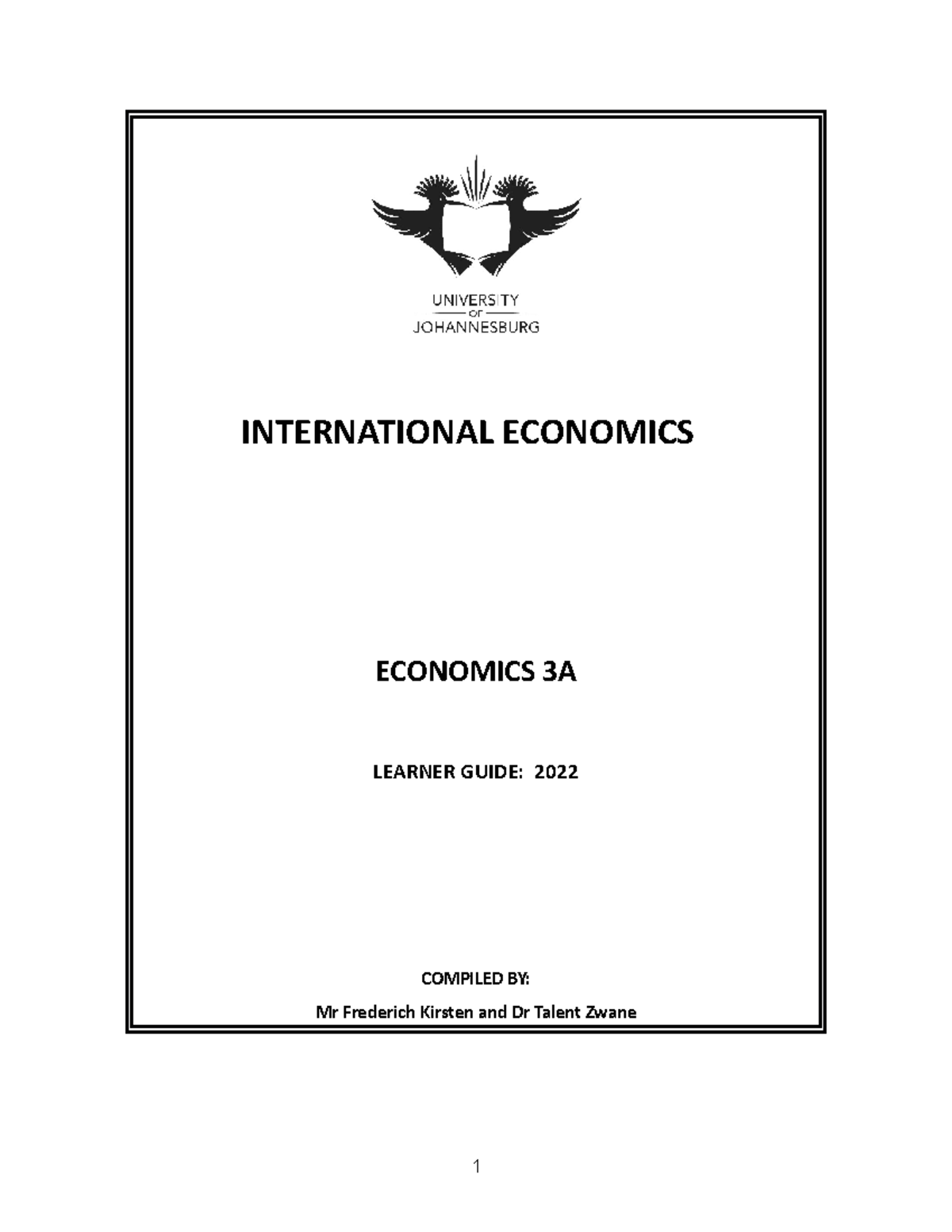 Economics 3A study guide 2023 - INTERNATIONAL ECONOMICS ECONOMICS 3A ...