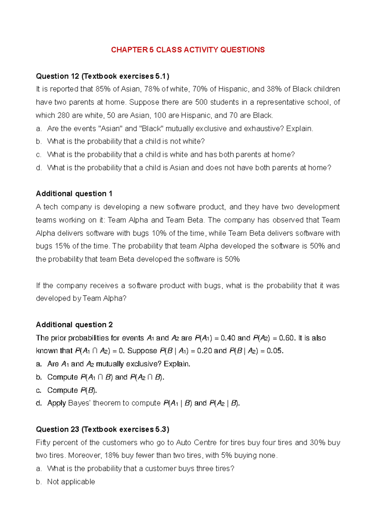 Chapter 5 class activity questions - CHAPTER 5 CLASS ACTIVITY QUESTIONS ...