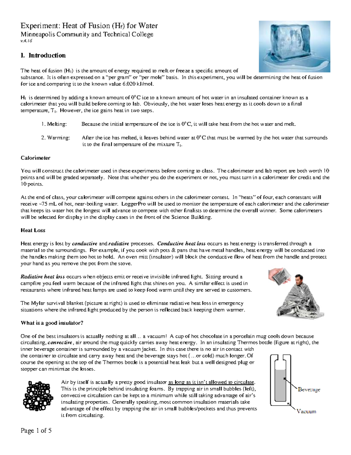 Heat of Fusion v - This material was used as basis for the said ...