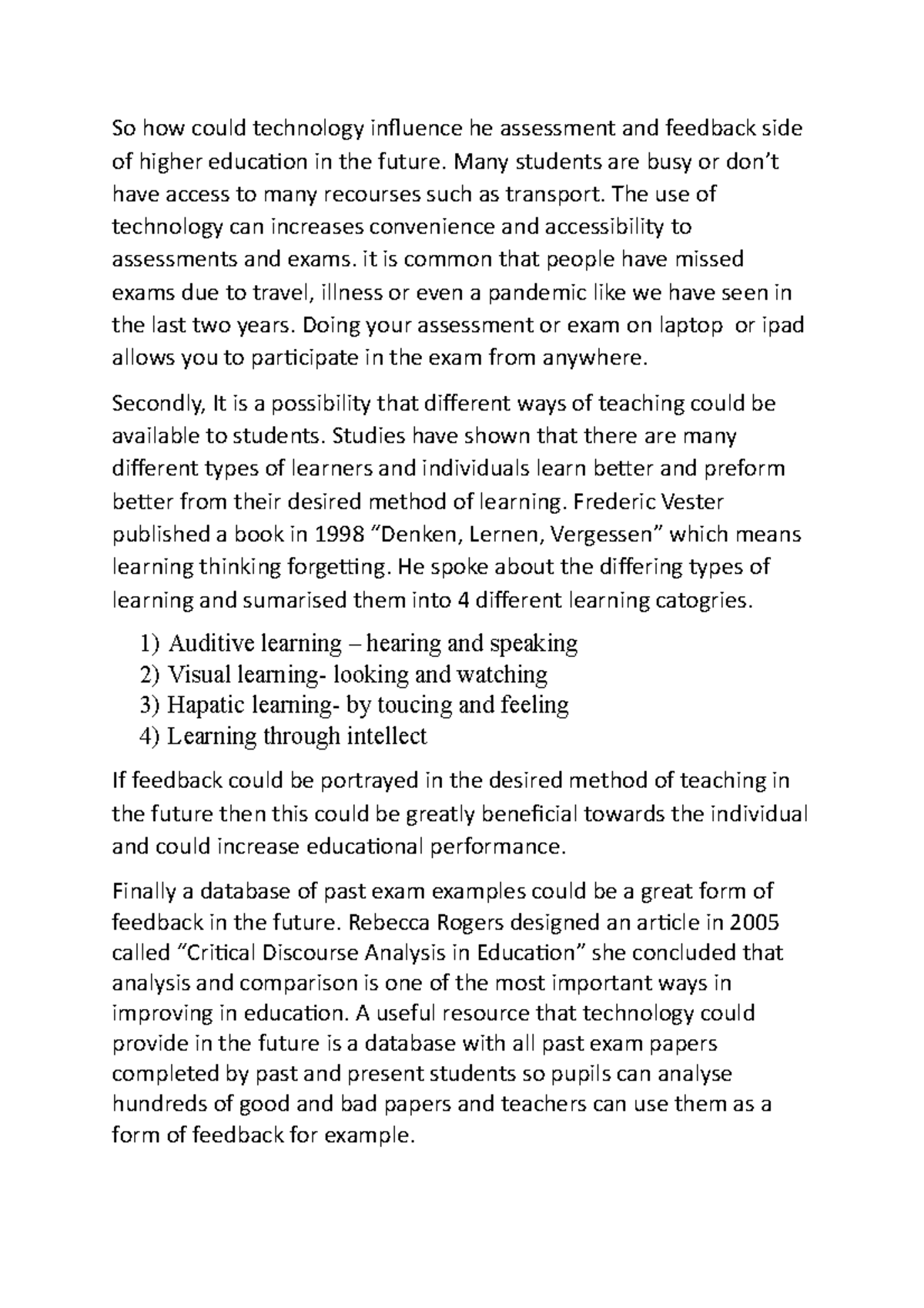 Core script - So how could technology influence he assessment and ...