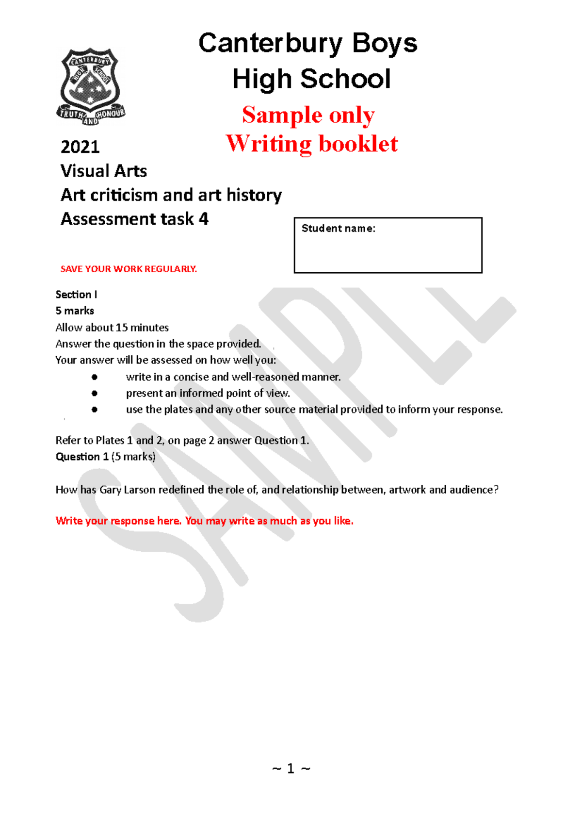 Andre Rima - HSC Visual Arts Assessmet Task 4 Written Exam 2021 Writing ...