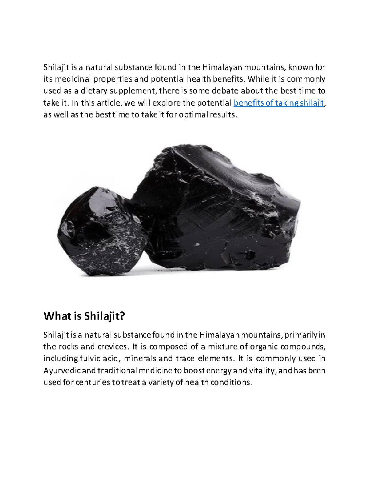 Which is the best time to take shilajit - Shilajit is a natural ...