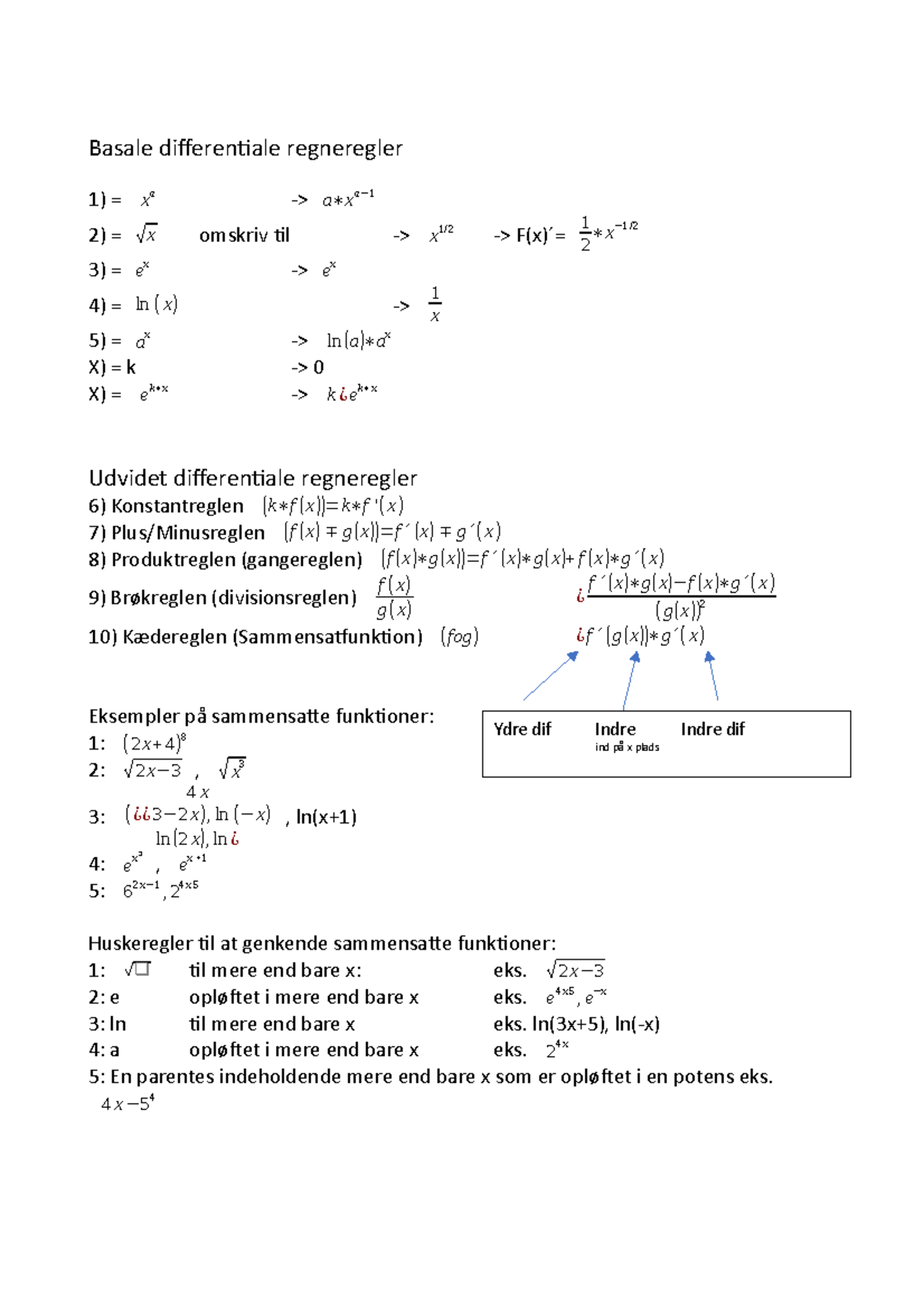 Differentialregning - Differentering - Basale differentiale regneregler ...