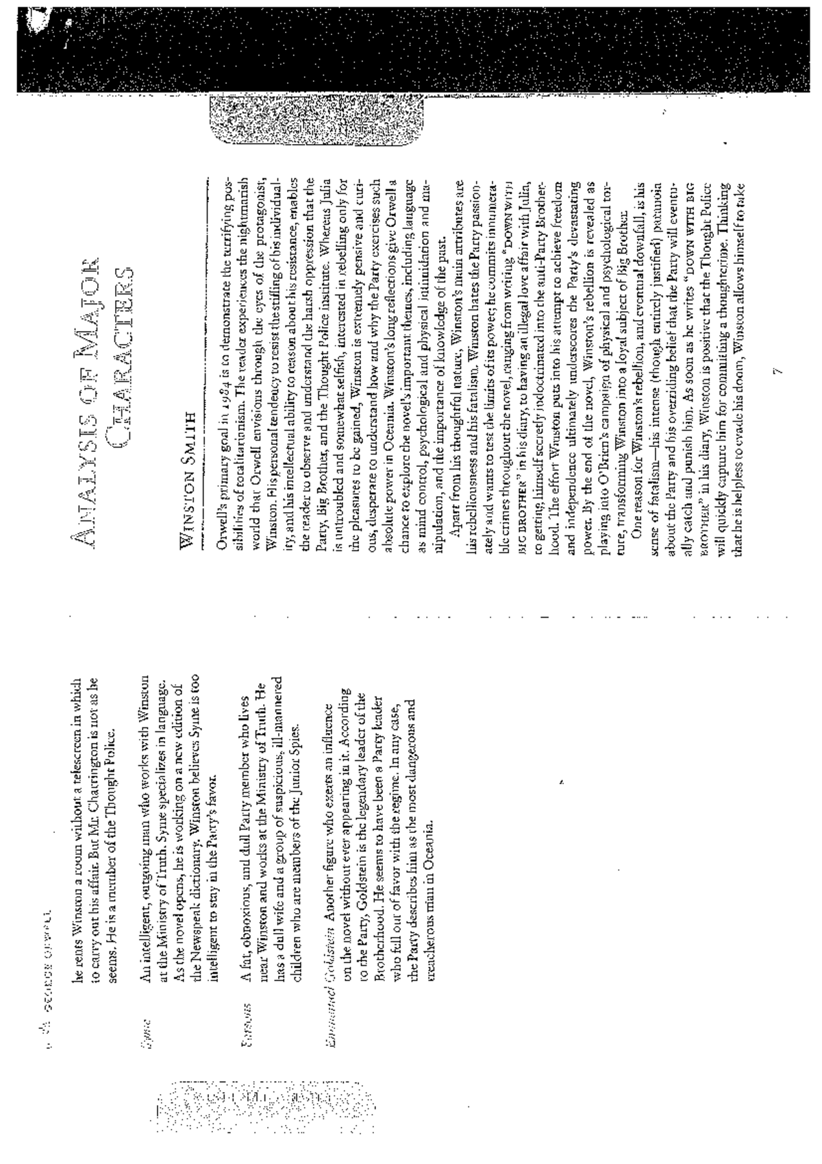 1984 Notes - GEORGE ORWELL he rents Winston a room without a telescreen ...