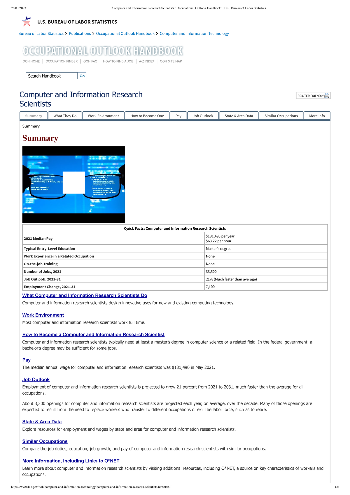 Computer and Information Research Scientists Occupational Outlook ...