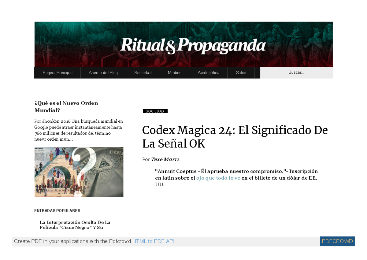 Codex Magica 24 - EL Significado DE LA SEÑAL OK - Pagina Principal Acerca del Blog Sociedad ...