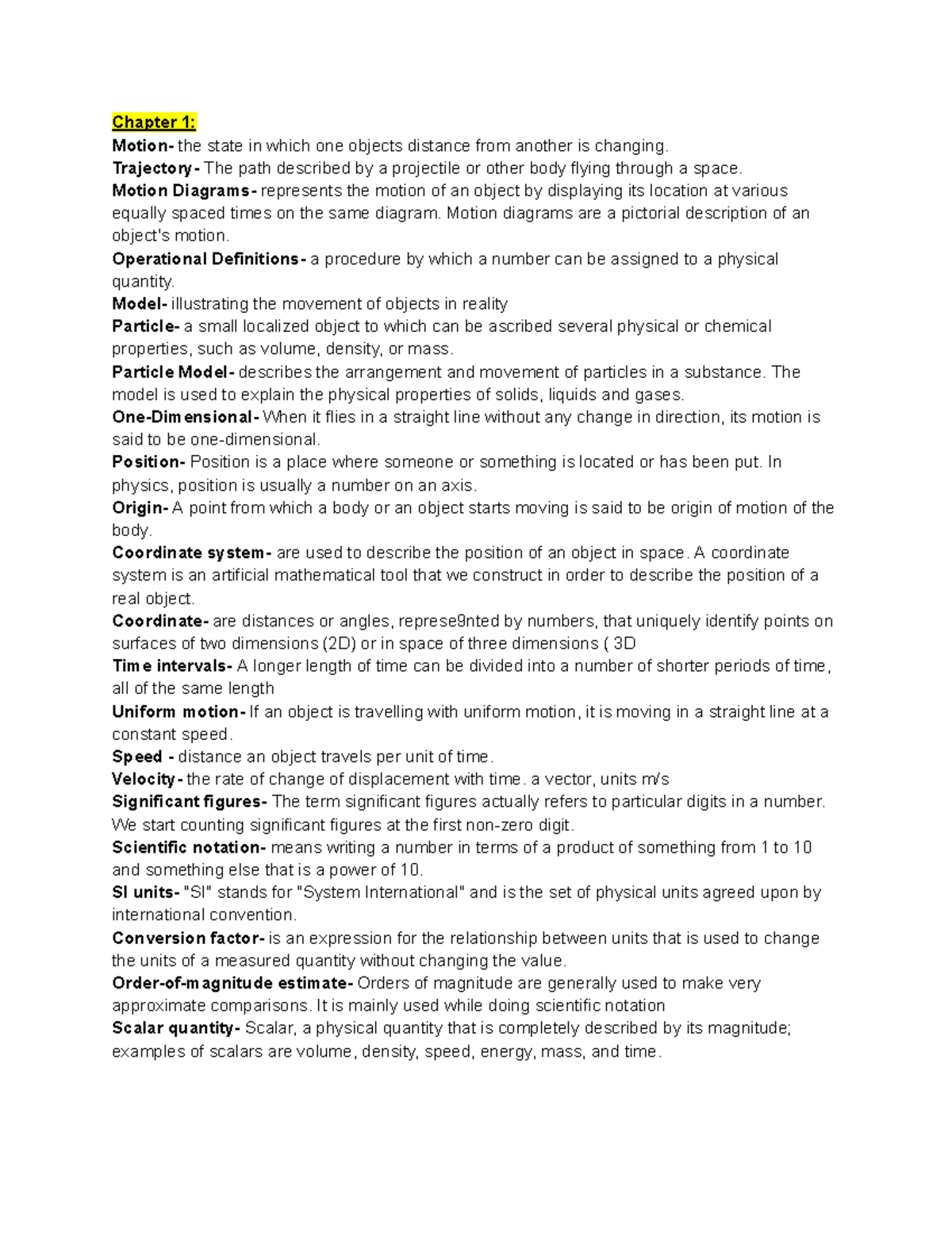 Mechanics Flashcards - vocab physics term study guide - Chapter 1 ...