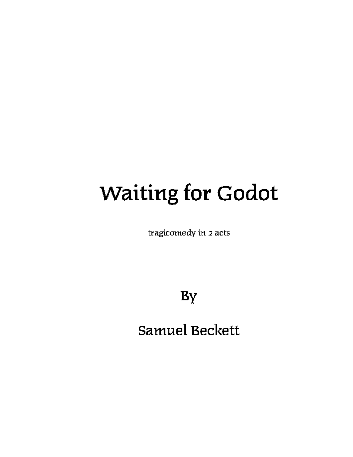 Waiting For Godot A Tragicomedy in Two Acts by Samuel Beckett (z-lib - Waiting for Godot ...