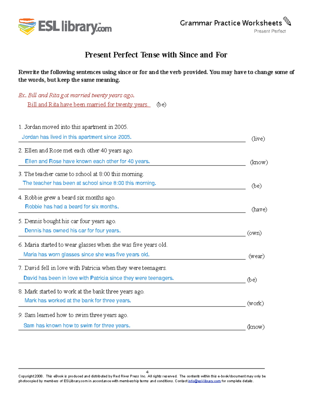 Present-Perfect-1-3 5th level - Present Perfect Tense with Since and ...