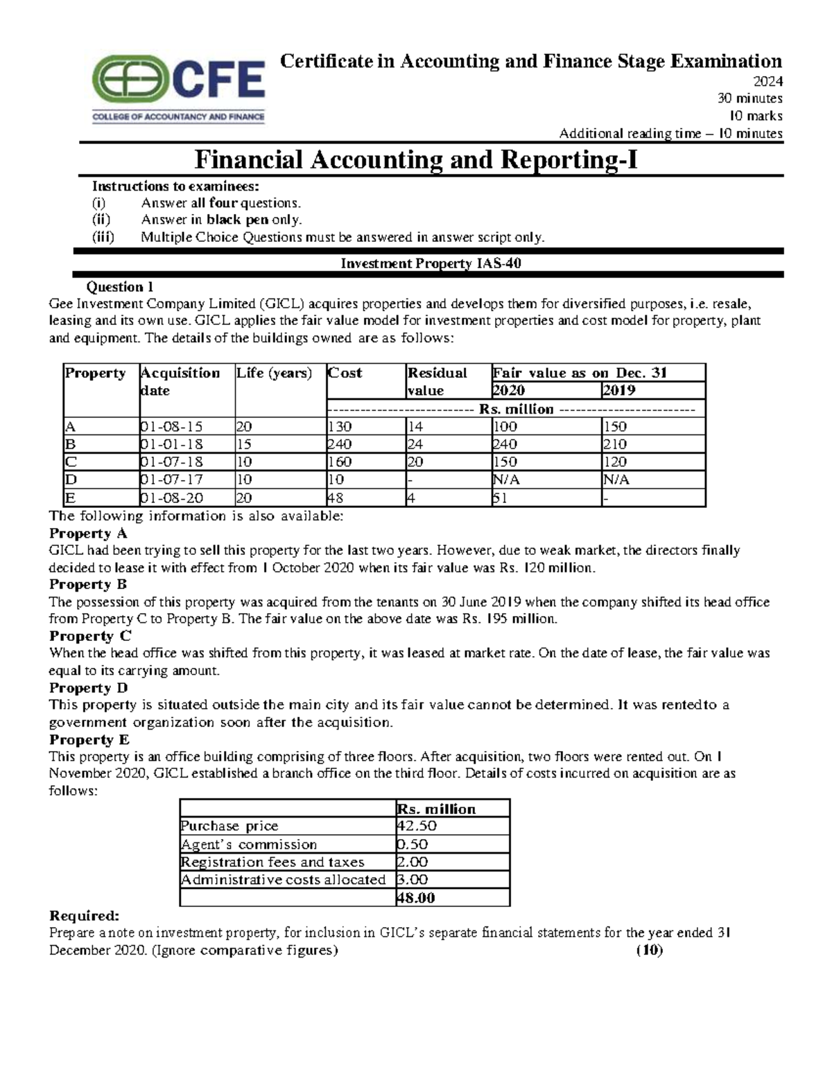 IAS-40 test - Test - Certificate in Accounting and Finance Stage ...