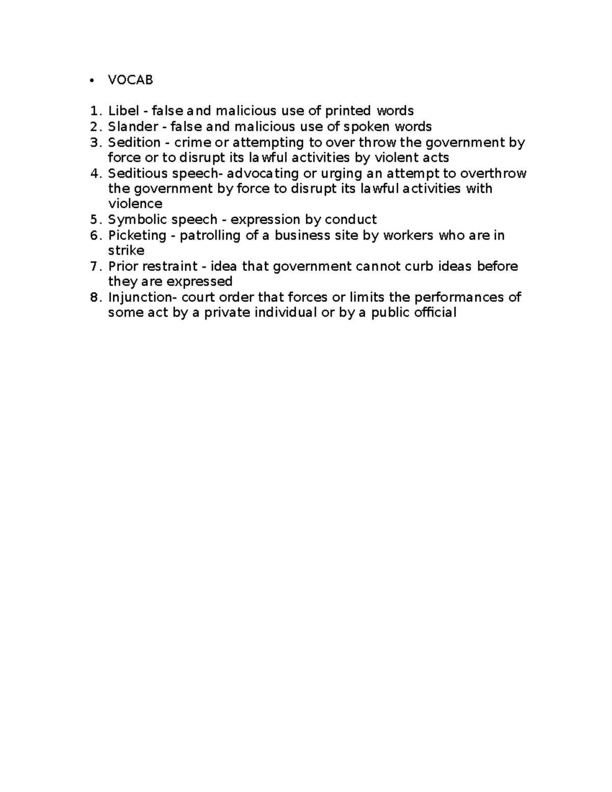 Document - vocabulary - VOCAB Libel - false and malicious use of ...