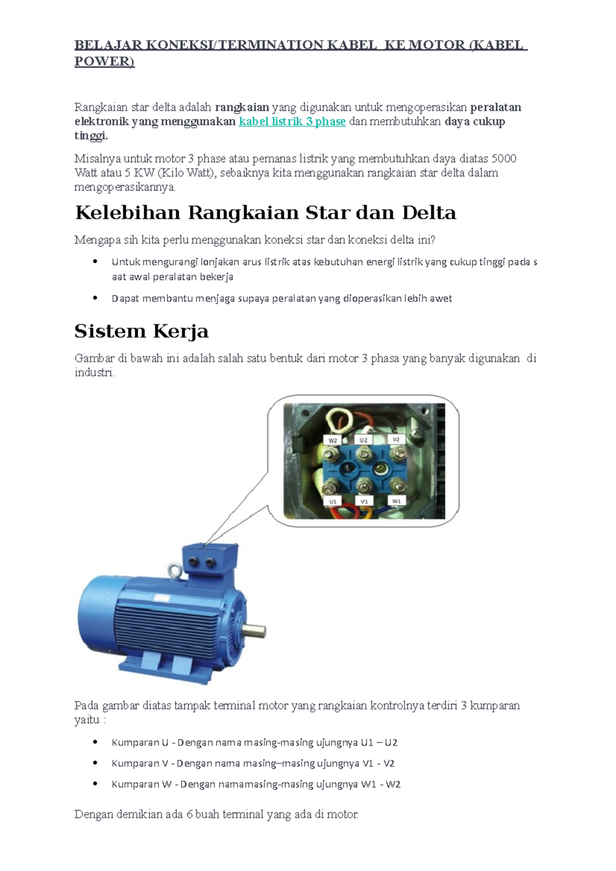 Cara terminasi kabel power di motor - BELAJAR KONEKSI/TERMINATION KABEL ...