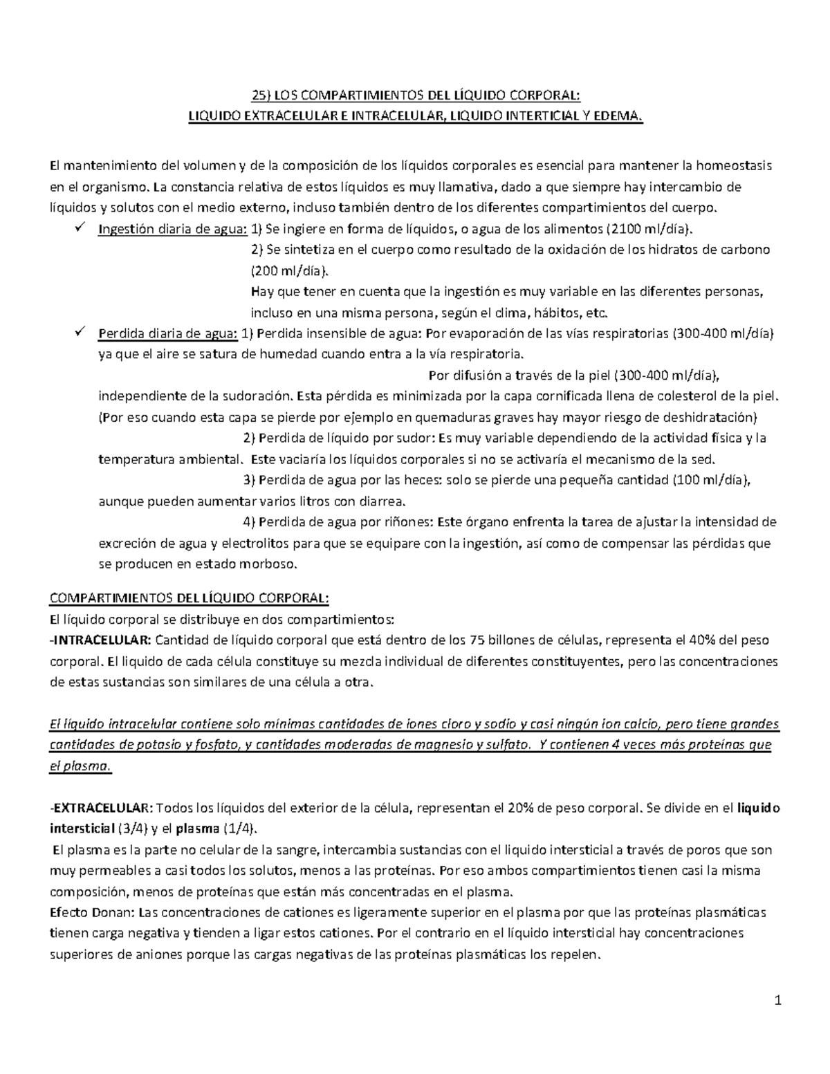 Capitulo 25 de guyton - 25) LOS COMPARTIMIENTOS DEL LÍQUIDO CORPORAL: LIQUIDO EXTRACELULAR E ...
