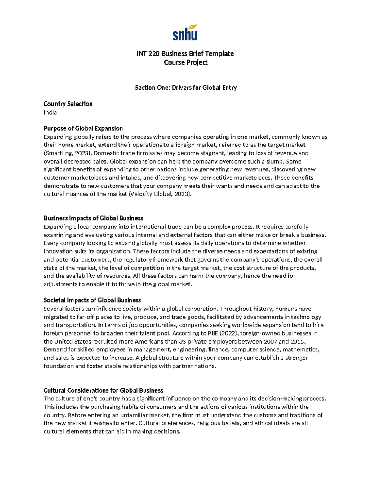 INT 220 Business Brief Template - INT 220 Business Brief Template ...