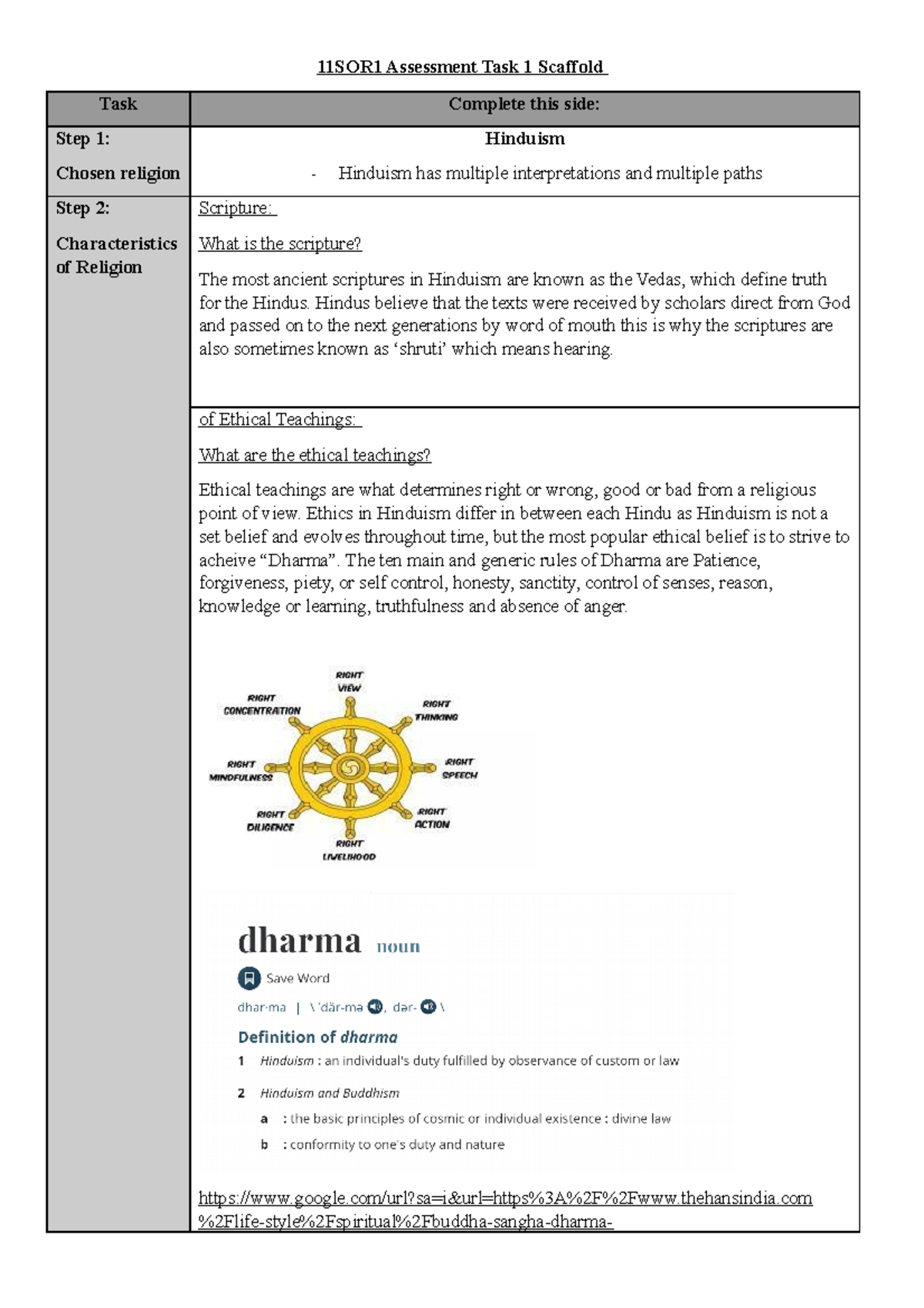 11SOR1 Assessment Task 1 Scaffold and transcript - 11SOR1 Assessment ...