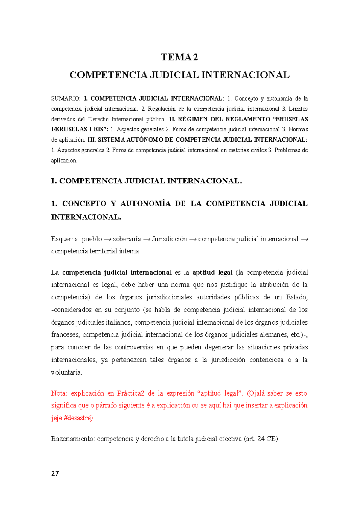 TEMA 2 DIP 27-62 - derech penal - TEMA 2 COMPETENCIA JUDICIAL INTERNACIONAL SUMARIO: I ...
