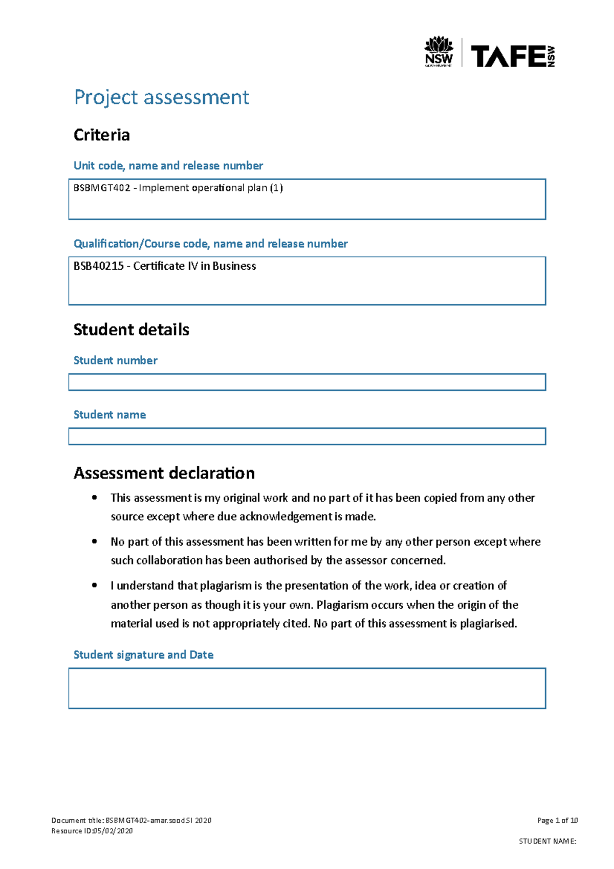 Project Report (2020) - Grade: 7,5 - Project assessment Criteria Unit ...