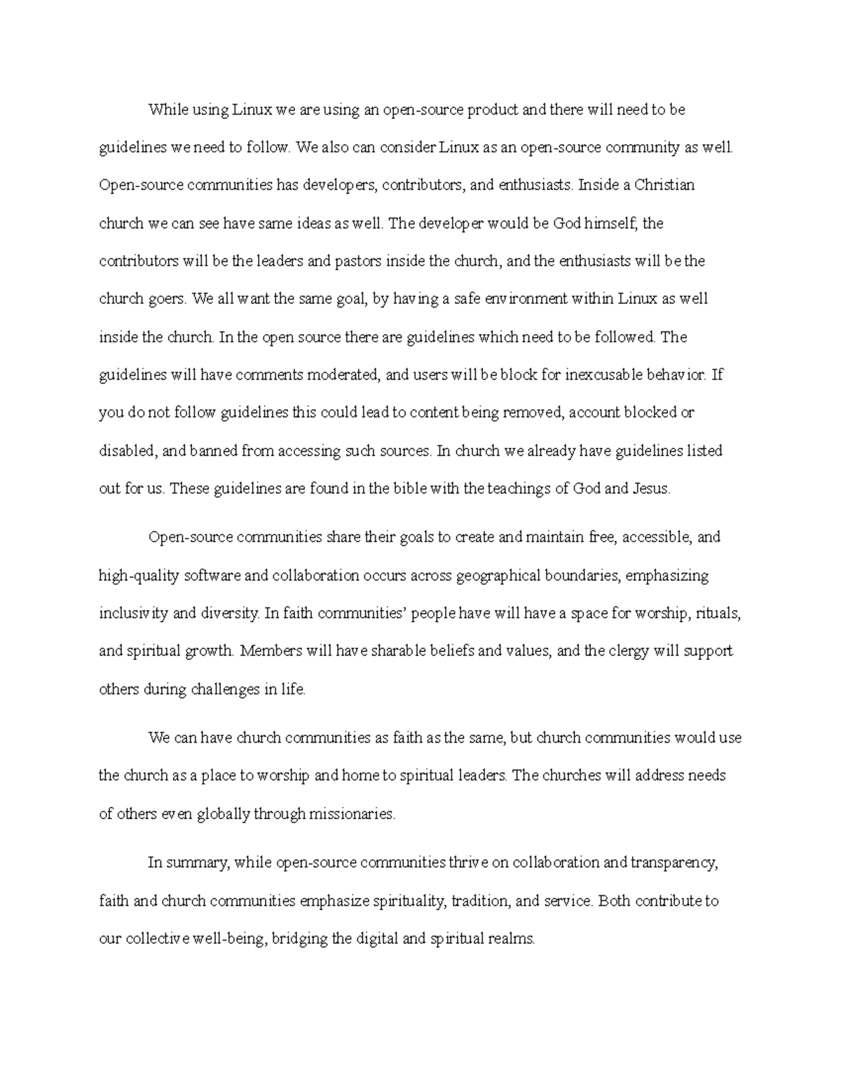 TP 2 Open-Source and Faith Communities - While using Linux we are using ...